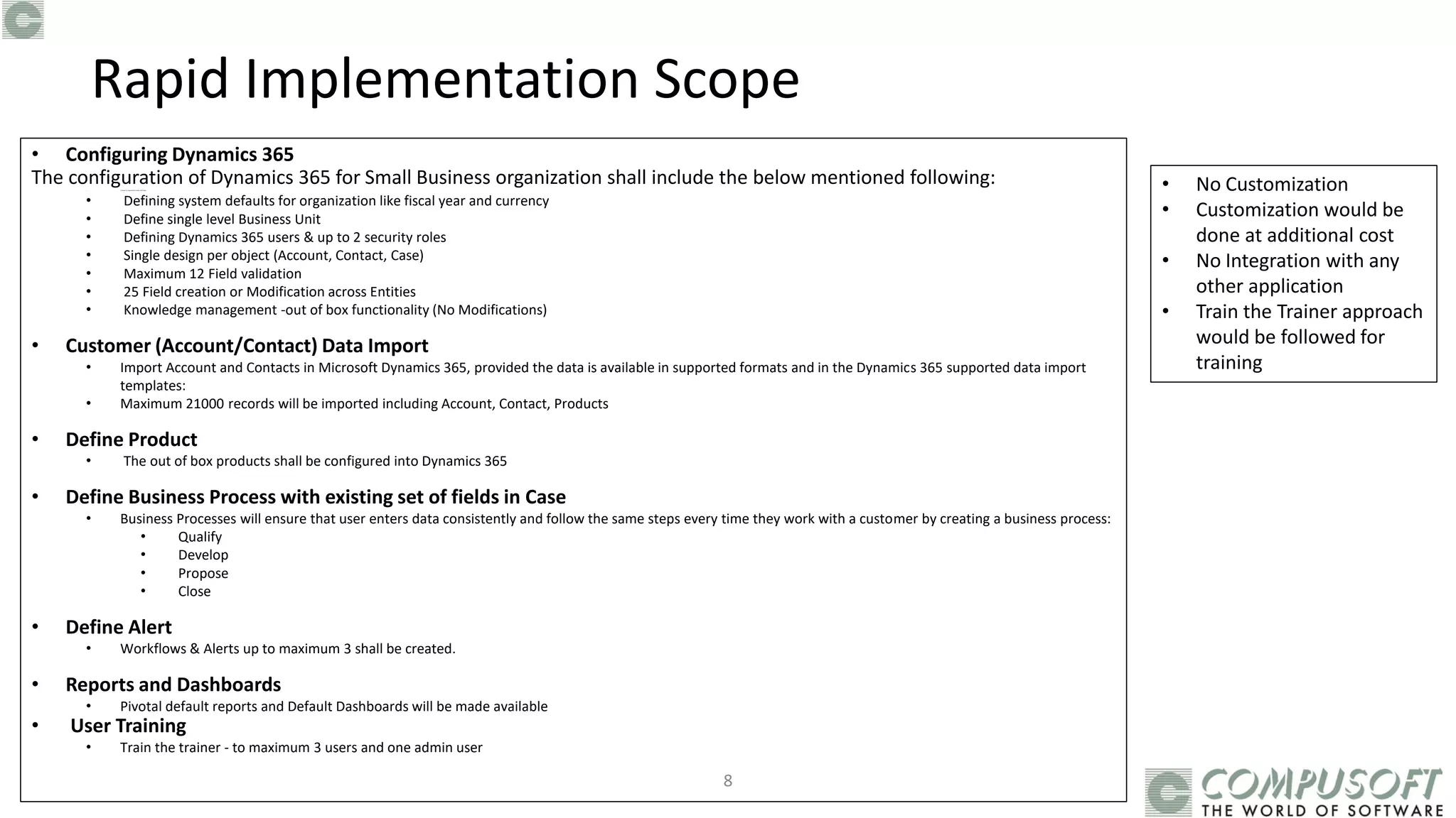 Dynamics 365 - Rapid Implementation - CE Services | PDF