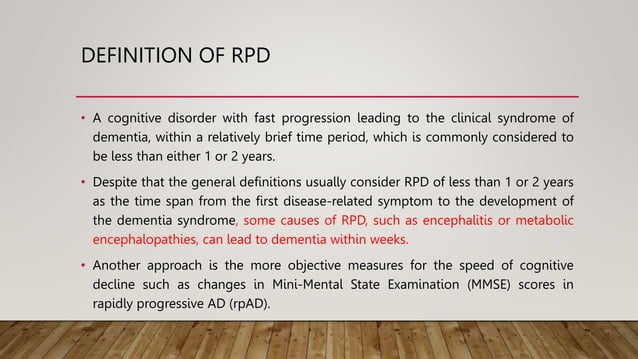 Approach to patients with Rapidly Progressive Dementias | PPTX | Brain ...