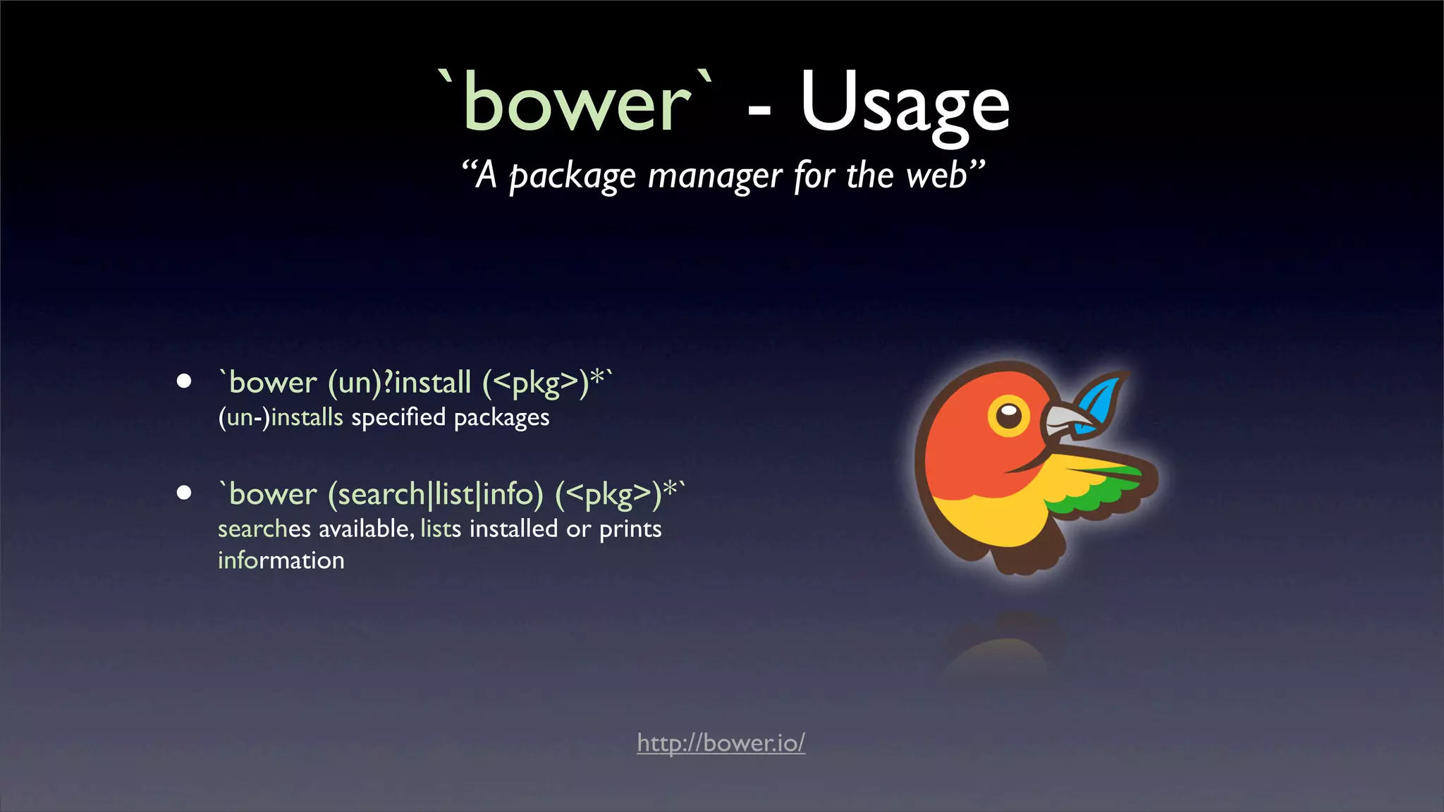 Rapidly scaffold your frontend with yeoman | PPT