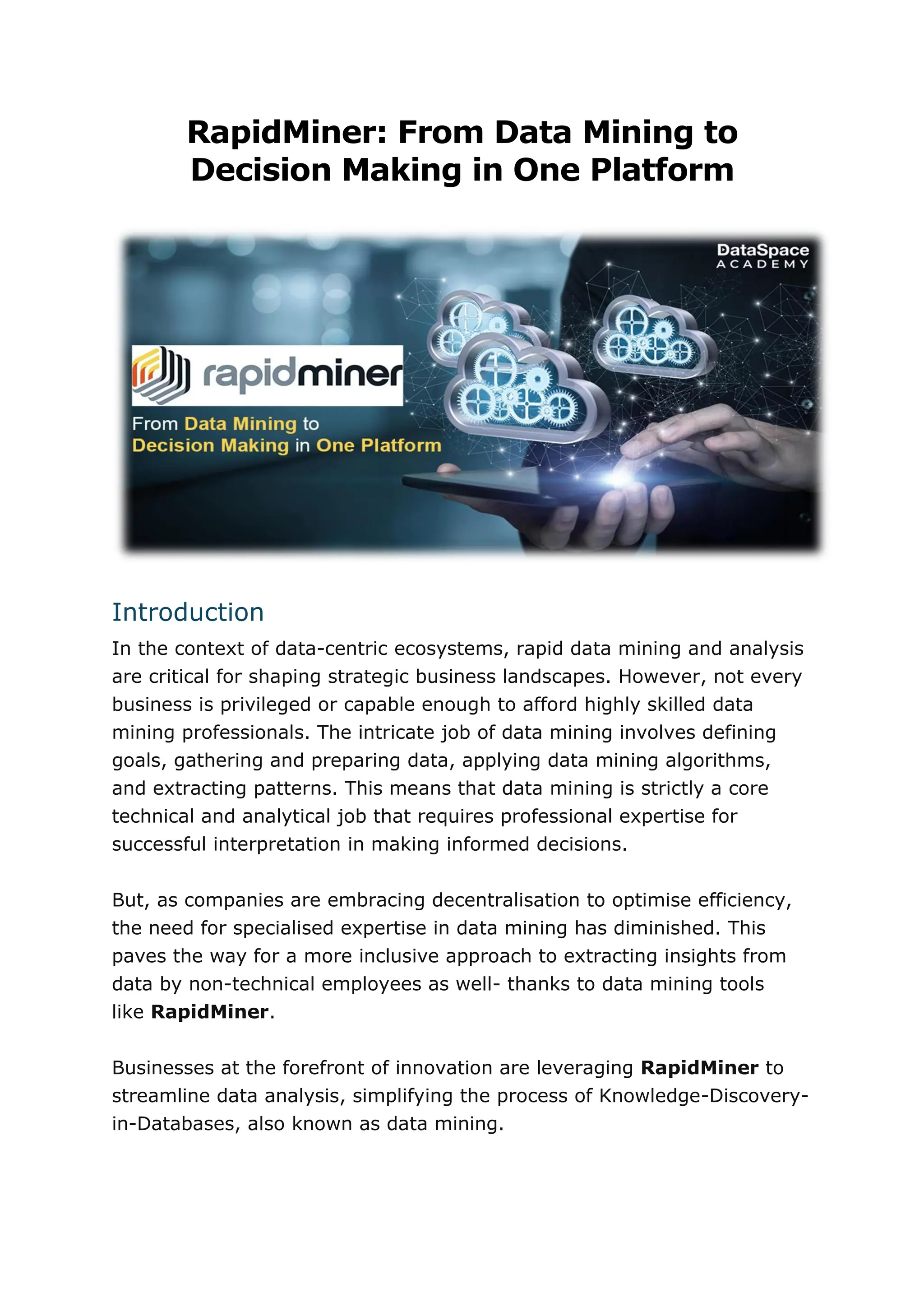 RapidMiner - From Data Mining To Decision Making In One Platform.pdf