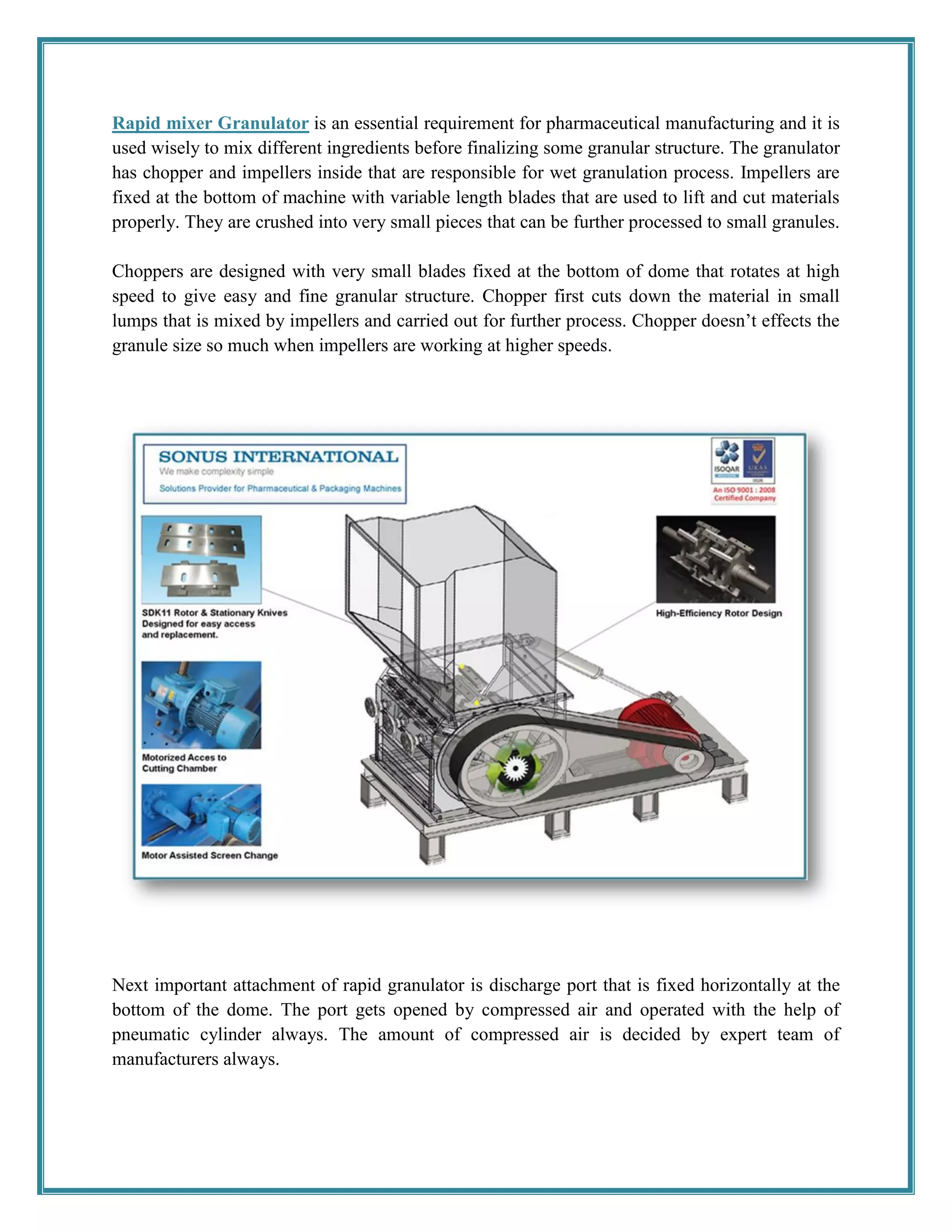 Rapid Mixer Granulator Basics and Working Process | PDF