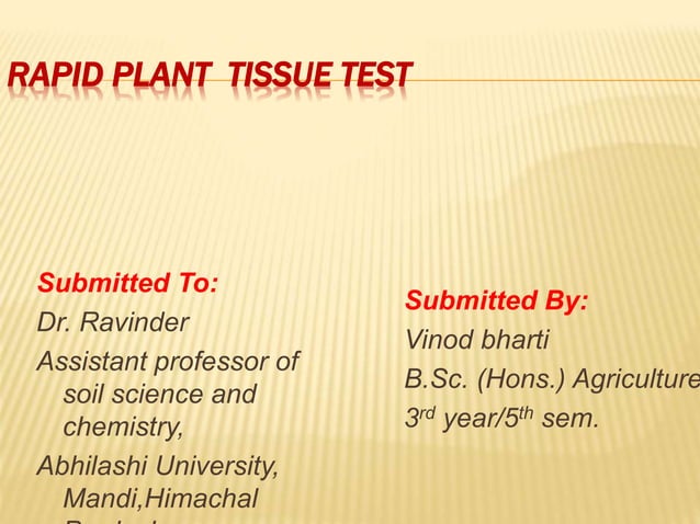 Rapid plant tissue test | PPTX