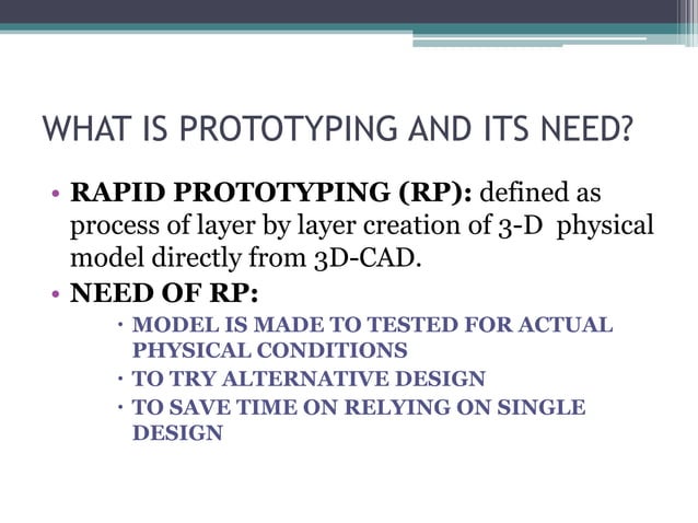 Rapid prototyping | PPTX | Computing | Technology & Computing