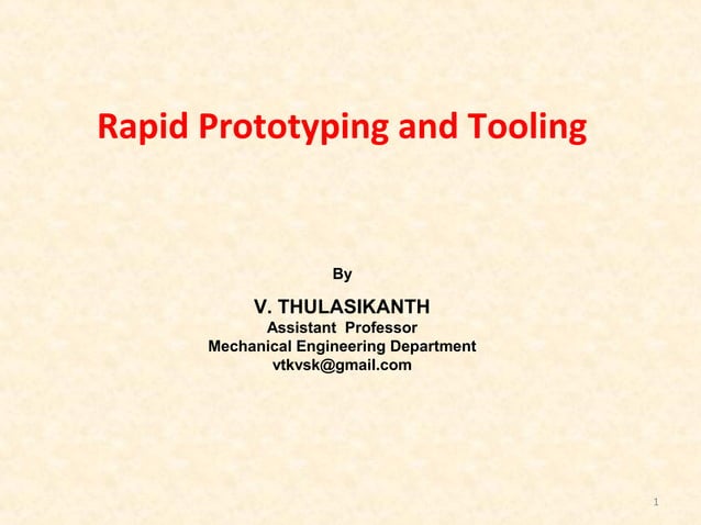 Rapid prototyping and tooling | PPT
