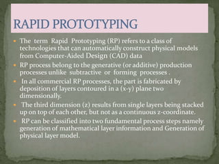 Rapid prototyping ppt by Manoj k. | PPTX | 3-D Graphics | Computer ...