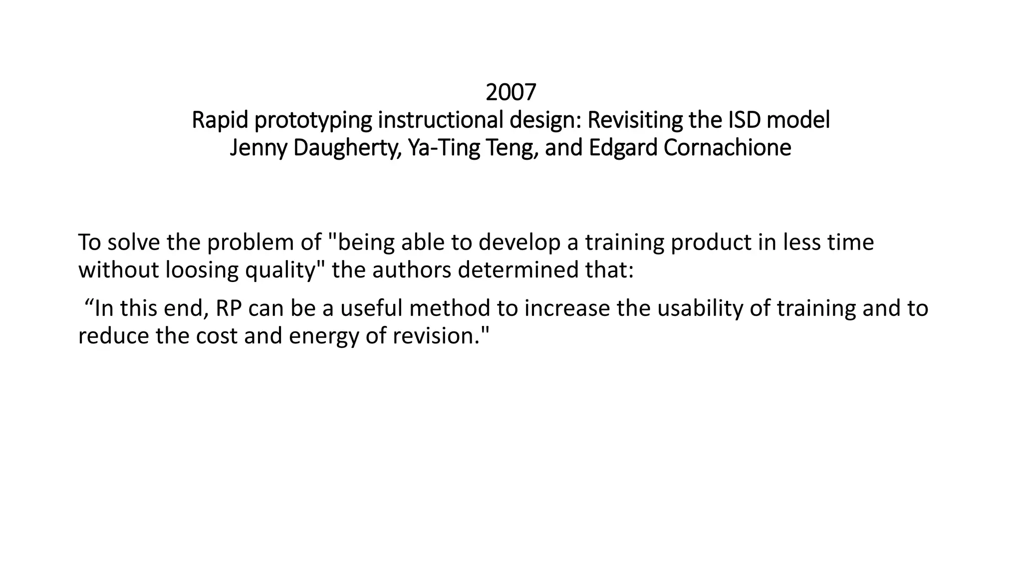 Rapid Prototyping for Instructional Design over Time | PPTX