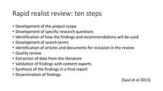 Rapid reviews and the research process | PPTX