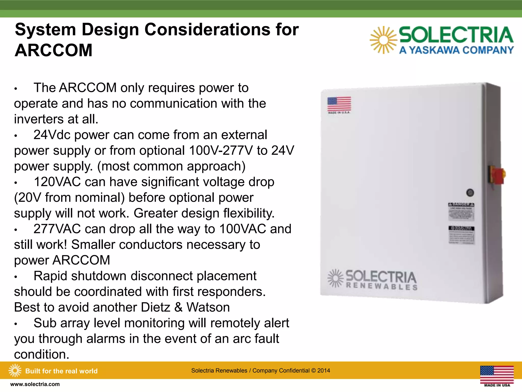 Rapid shutdown arc fault presentation SPI 2014 | PPTX | Business ...