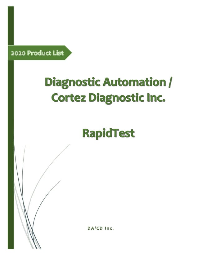 Diagnostic Automation / Cortez Diagnostic Inc., Rapid Test offered by ...