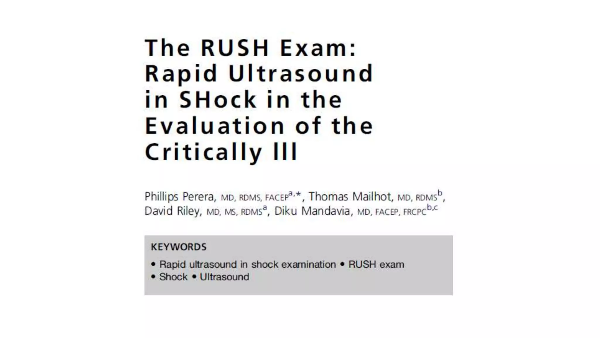 Rapid ultrasound in shock (rush) | PPTX | Heart and Cardiovascular ...