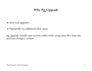 Rapid Upgrades With Pg_Upgrade, Bruce Momjian | PDF | Databases | Computer Software and Applications