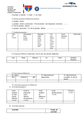 Raport activitate biblioteci bun | DOCX