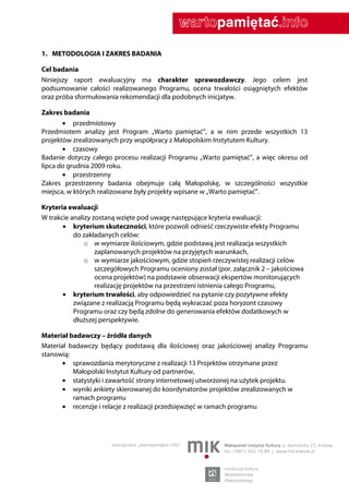 Raport Ewaluacyjny Programu Warto Pamiętać | PDF