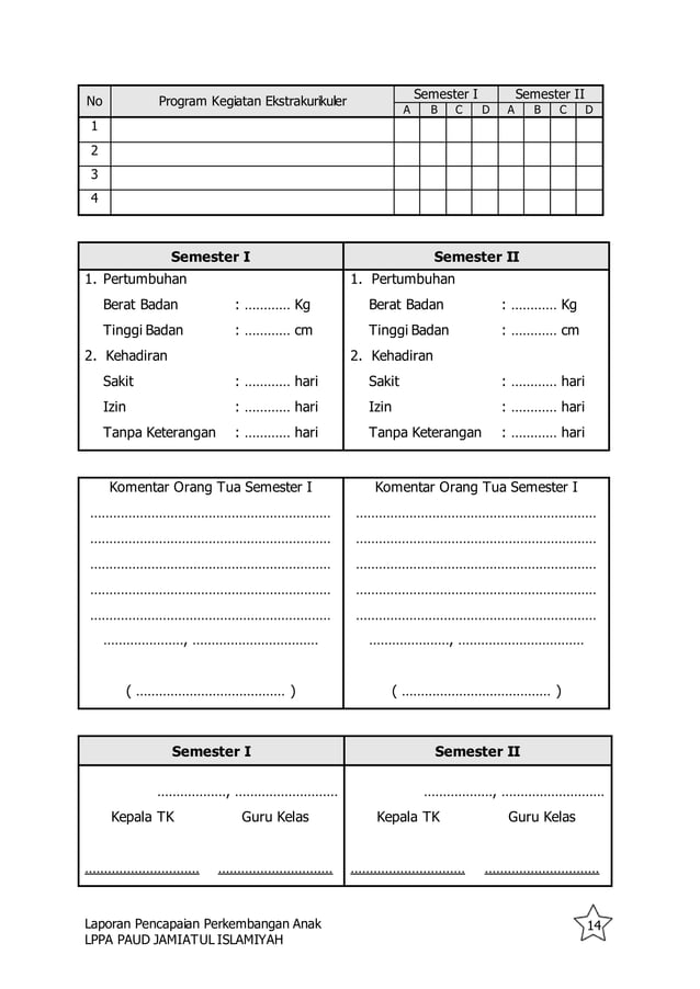 Raport paud tk kurikulum 2013 paud jamiah | DOCX