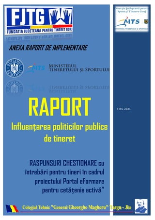 Raport politici publice tineret cetatenie activa fjtg 2021 djst | PDF