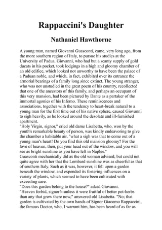 Rappaccini's daughter | PDF