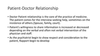 Rapport and doctor patient relationship in psychiatry | PPTX