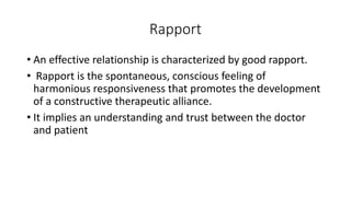 Rapport and doctor patient relationship in psychiatry | PPTX