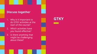 Rapport and GTKY activities - A Teacher's Guide | PPTX