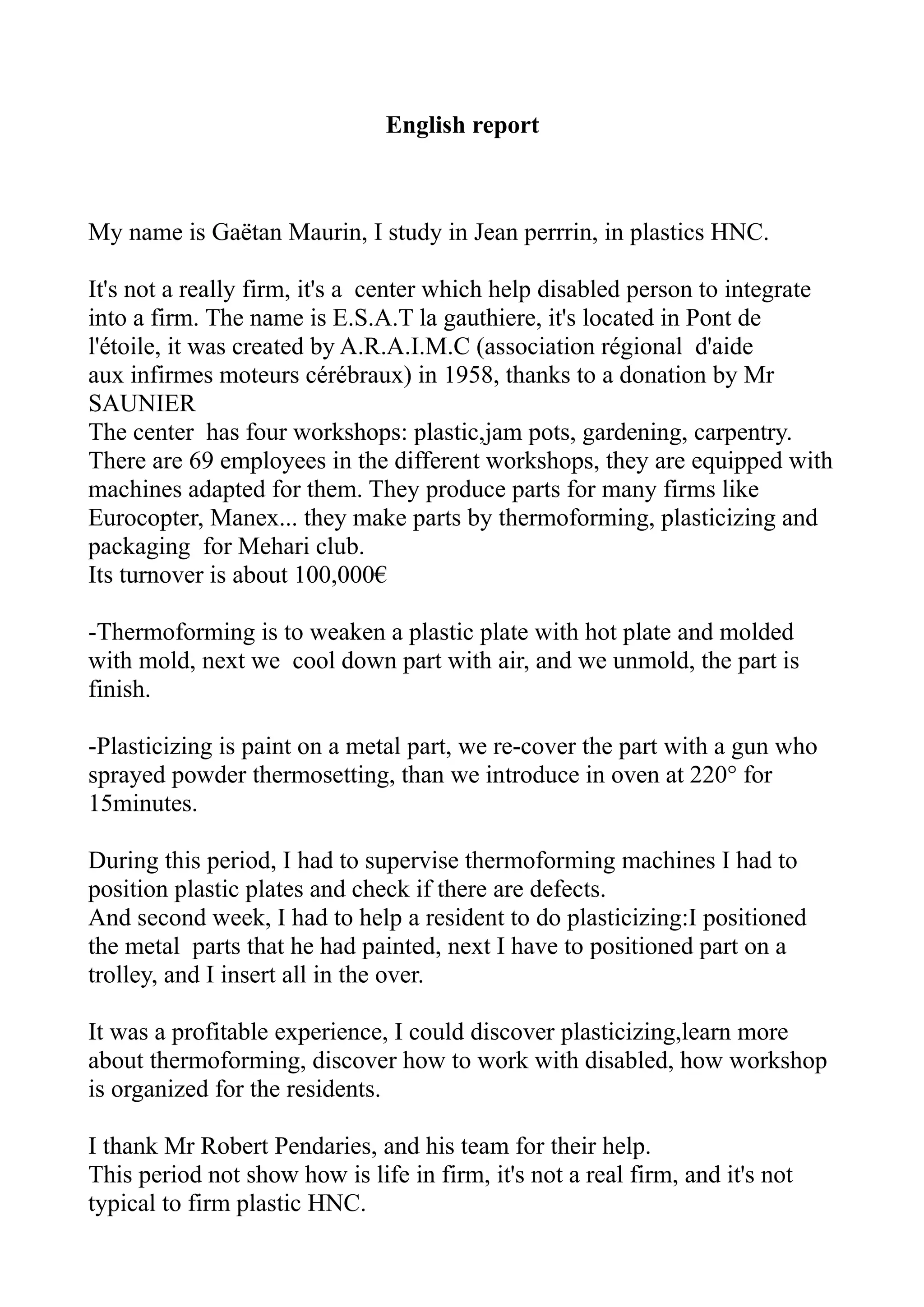 Rapport Anglais | ODT