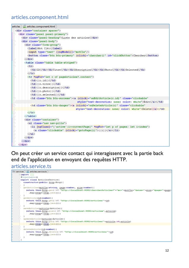 Rapport Application Web Spring Bootangular4 Et Mobileionc3 Gestion Des Articles Pdf 