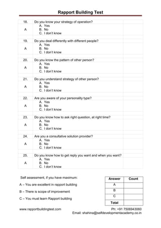 Rapport building test | PDF