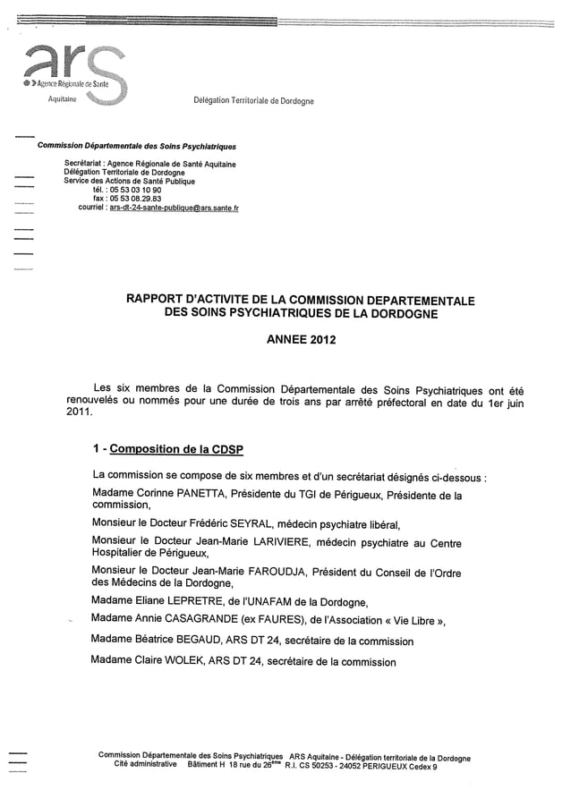 Rapport cdsp dordogne 2012 | PDF