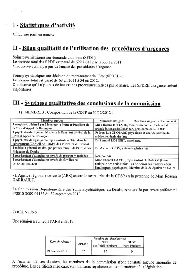Rapport cdsp doubs 2012 | PDF
