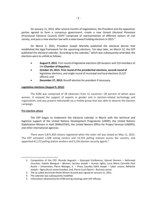 Rapport observation electorale oea haiti 2017 | PDF