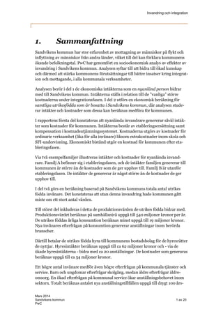 Socioekonomisk analys, invandring Sandvikens kommun | PDF