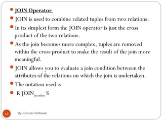 Rrelational algebra in dbms overview | PPT