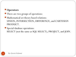 Rrelational algebra in dbms overview | PPT