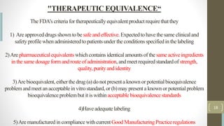 GENERIC DRUG DEVELOPMENT AND THERAPEUTIC EQUIVALENCE | PPTX