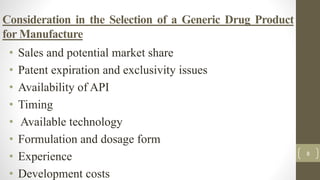 GENERIC DRUG DEVELOPMENT AND THERAPEUTIC EQUIVALENCE | PPTX