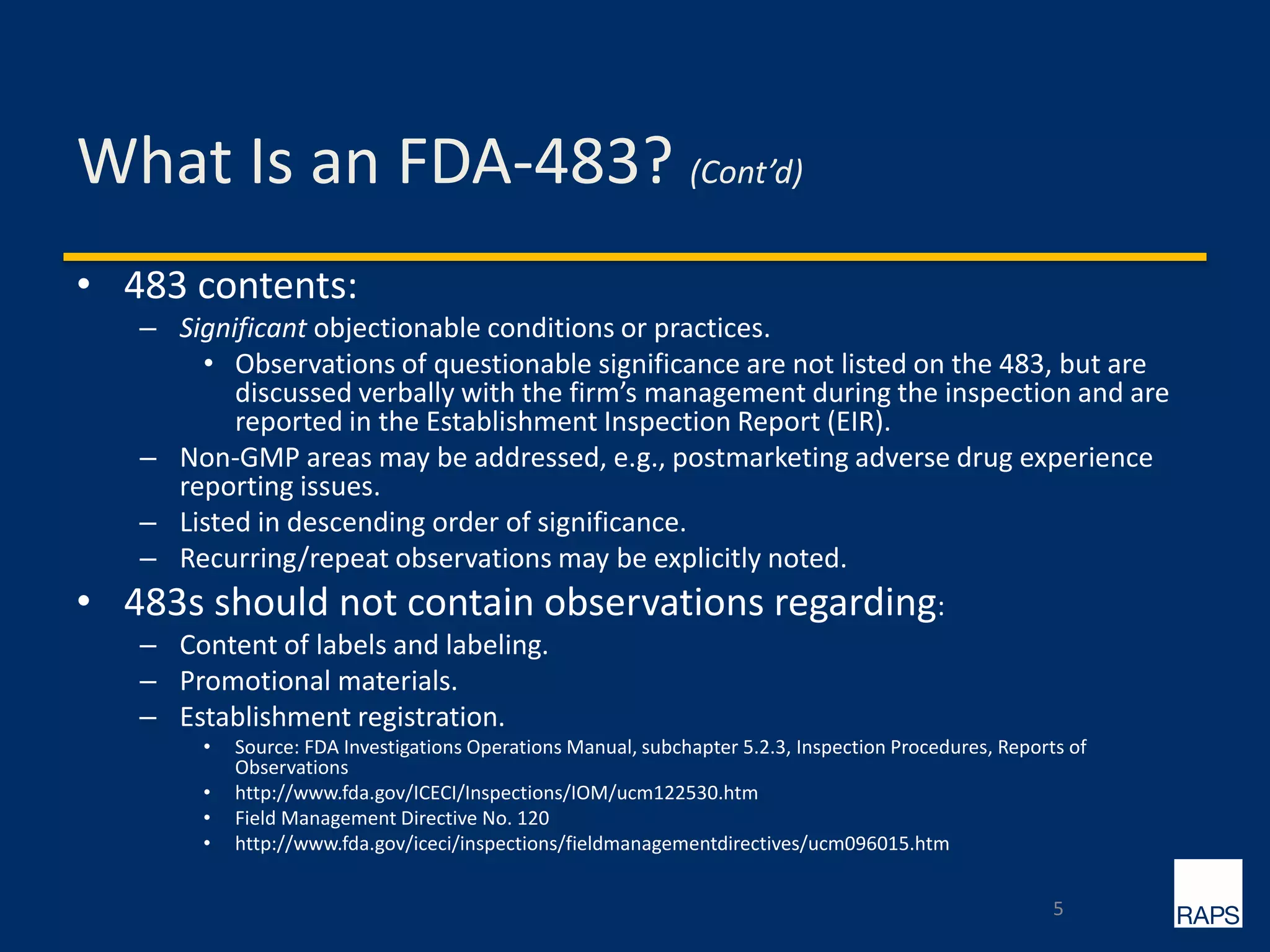 Responding Effectively to FDA 483 Observations & Warning Letters | PPTX