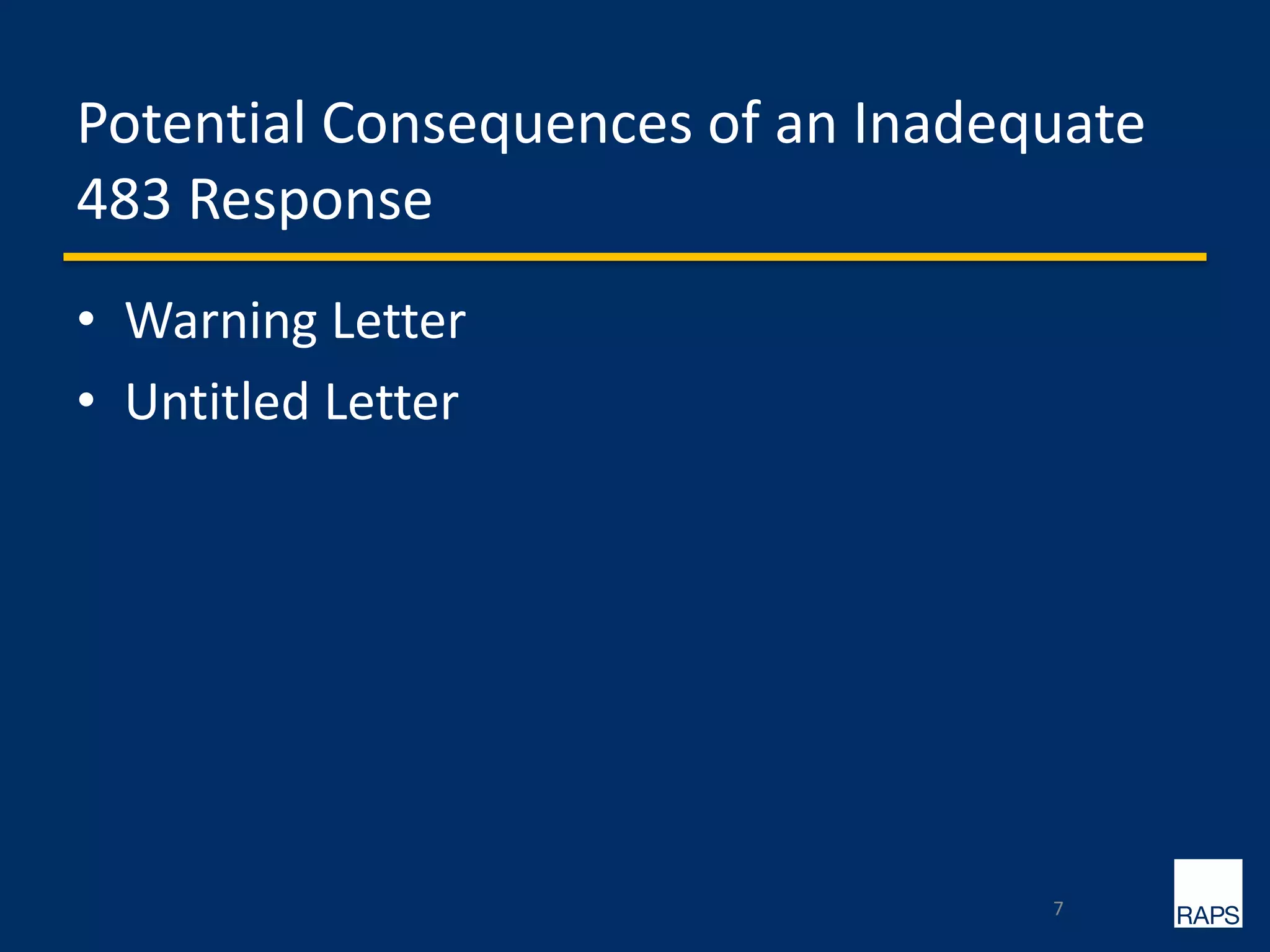Responding Effectively to FDA 483 Observations & Warning Letters | PPTX