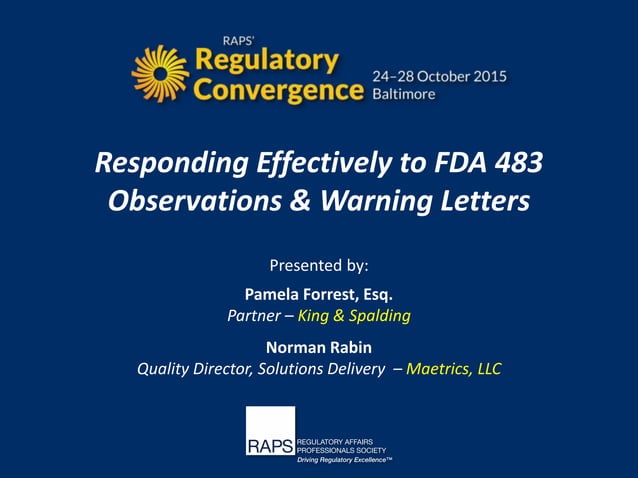 Responding Effectively to FDA 483 Observations & Warning Letters | PPTX