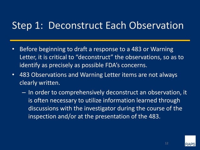 Responding Effectively to FDA 483 Observations & Warning Letters | PPTX