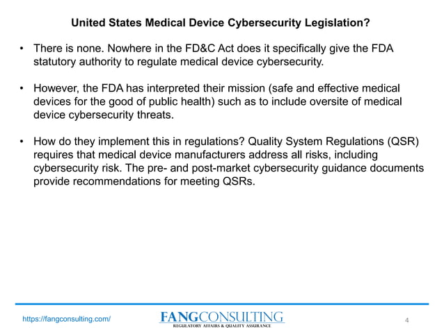 Medical Device Cybersecurity : A Regulatory Perspective | PDF ...