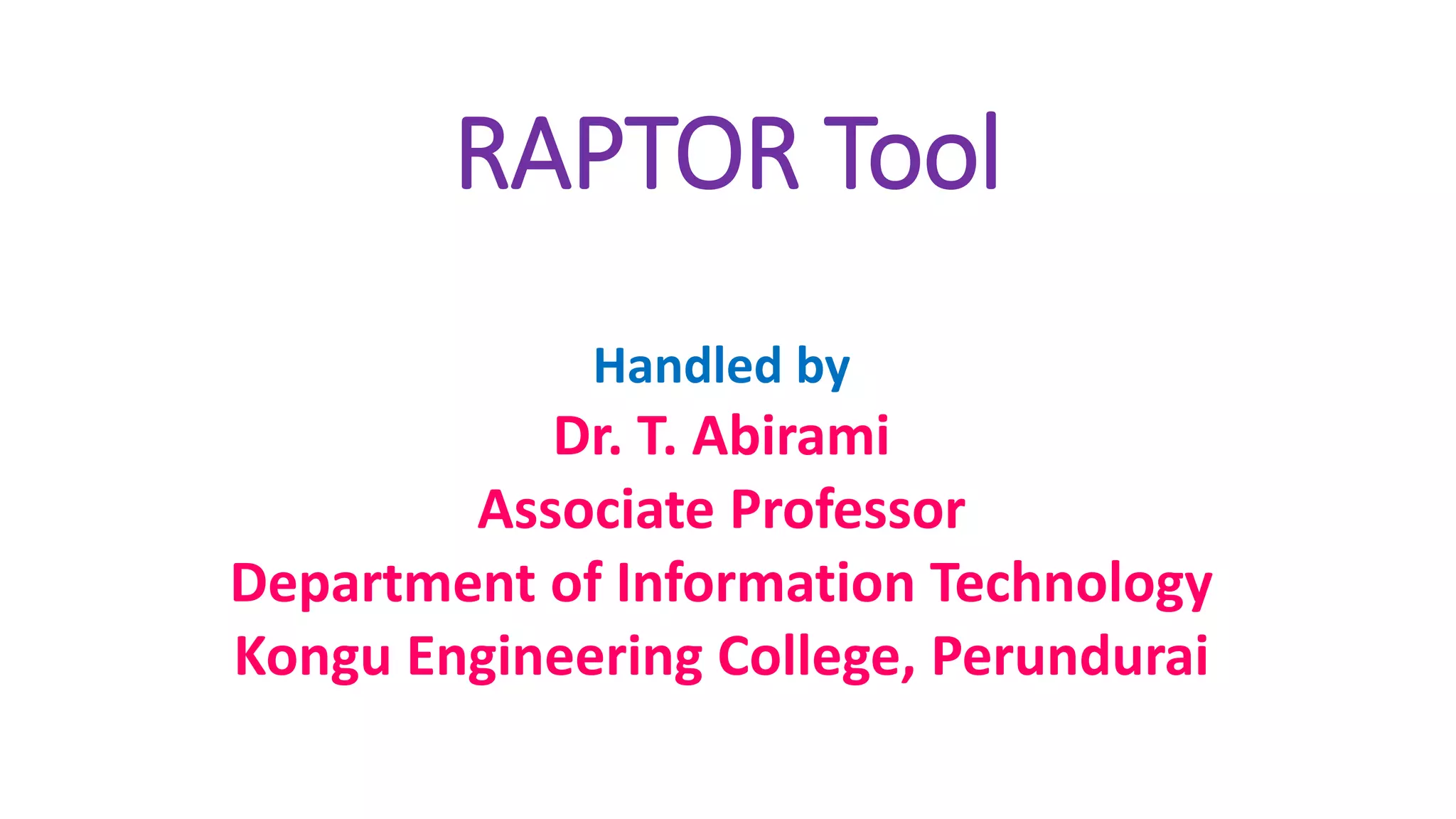 Raptor tool | PPTX