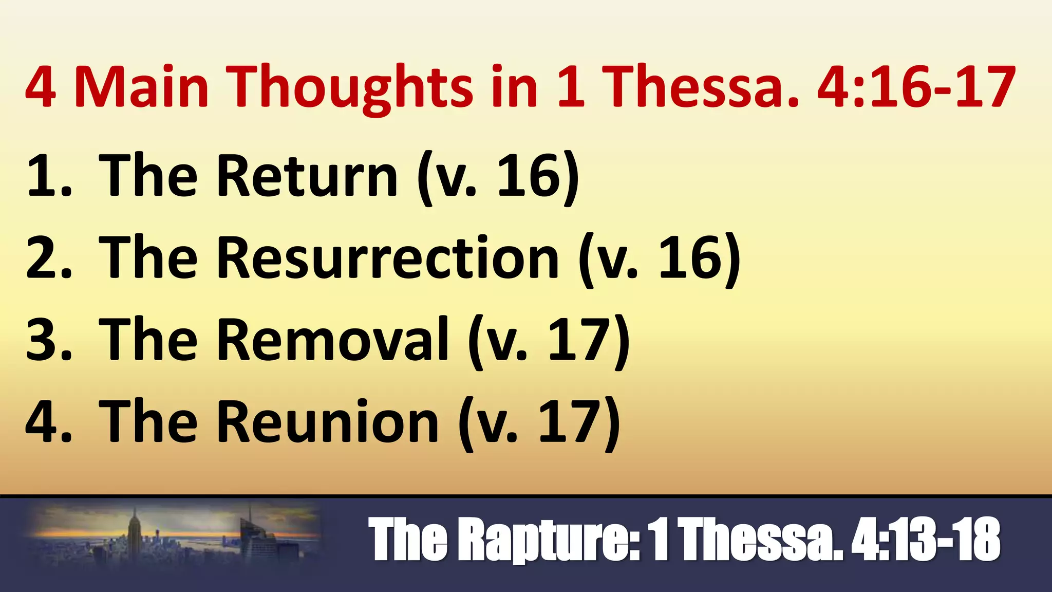 The Rapture: Hungering for Jesus' Return for His Church | PPTX