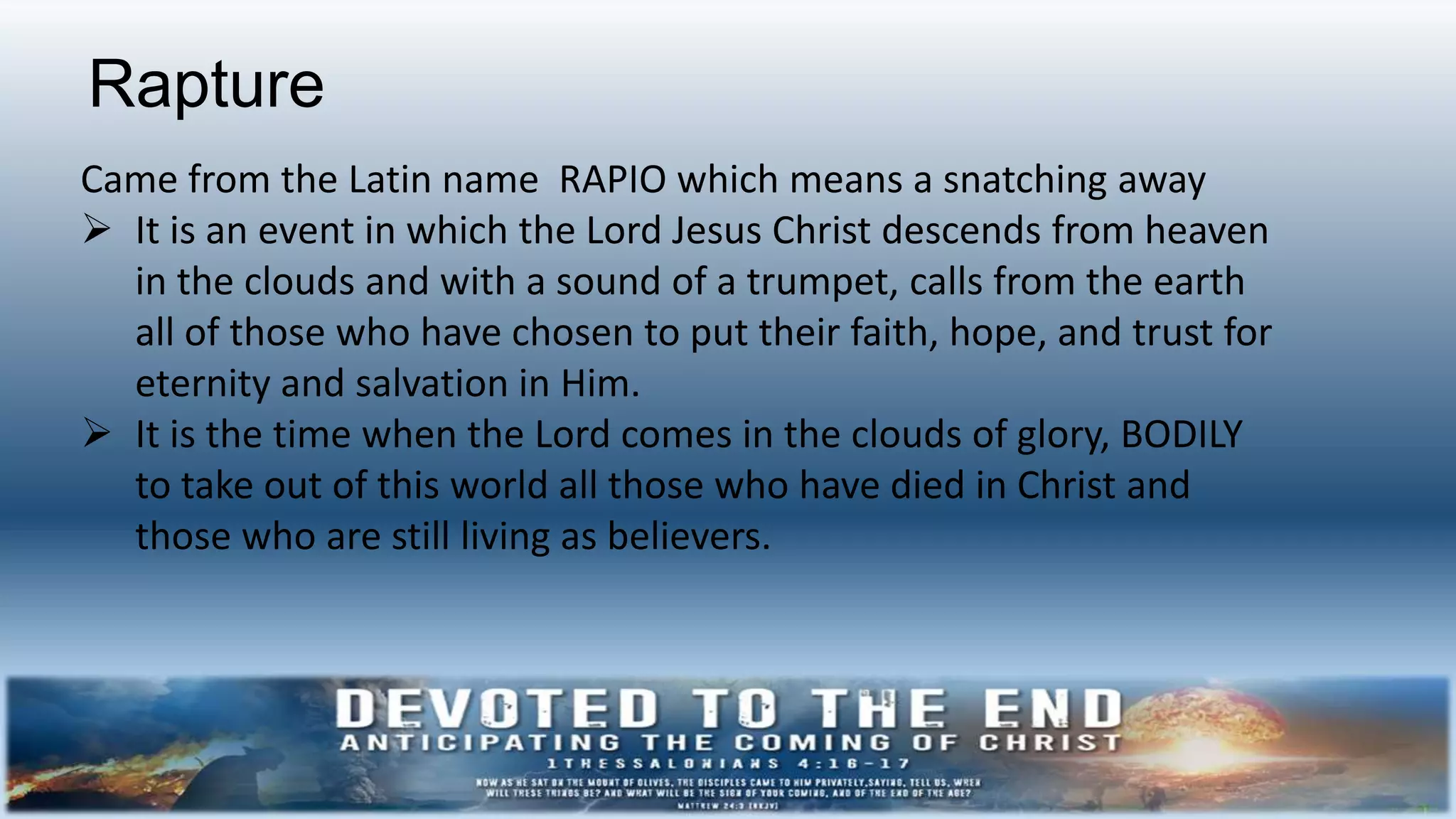 The Word Rapture In The Bible