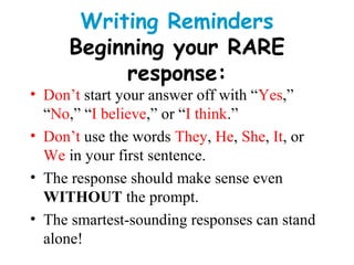 RARE - A Strategy for Constructed Prompts | PPT