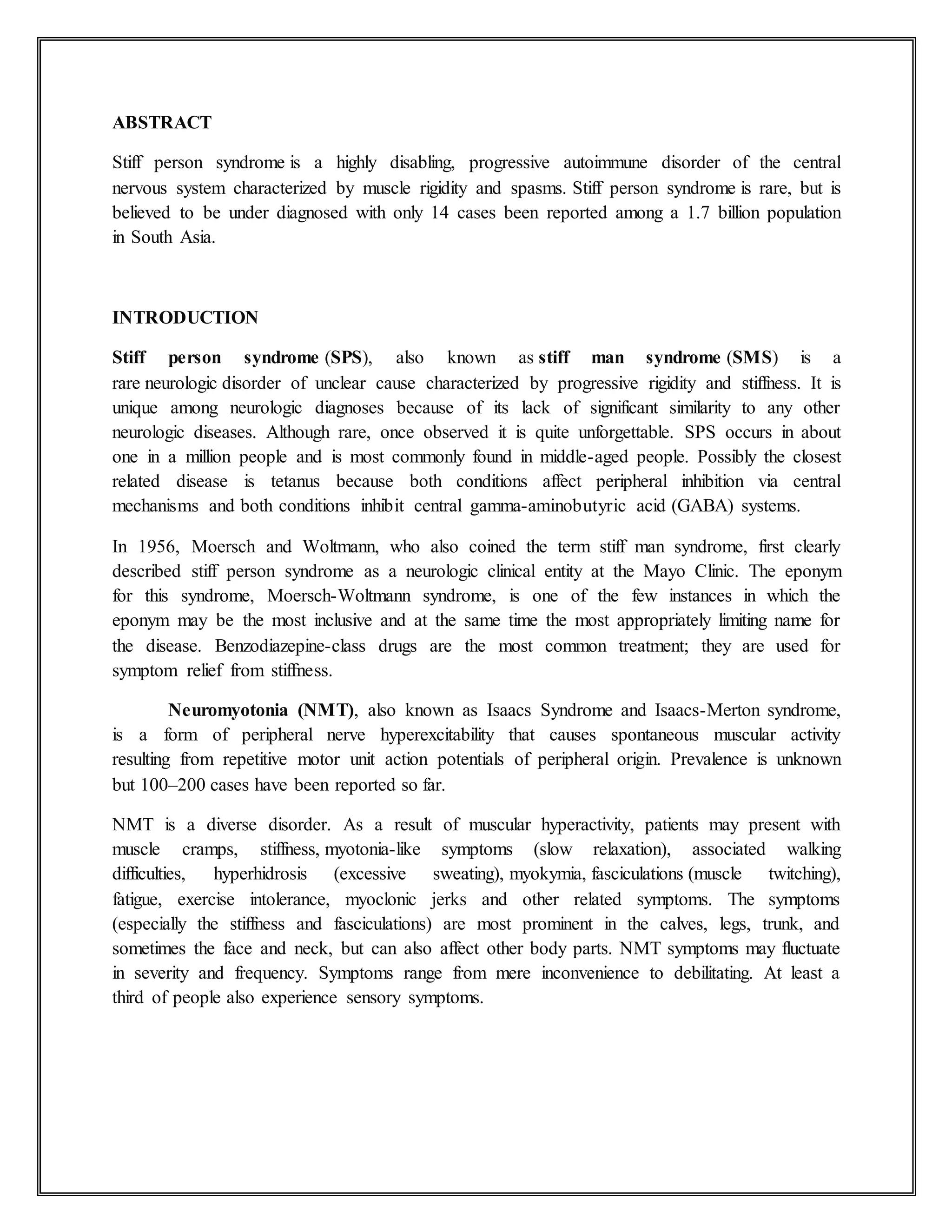 Rare case on stiff man syndrome versus neuromyotonia | DOCX