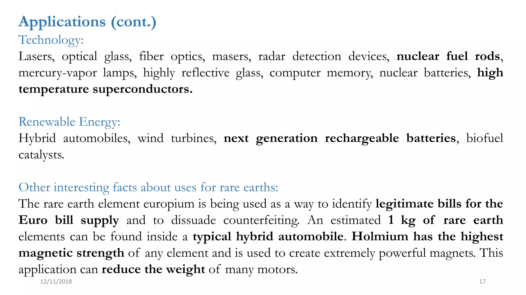 Rare earth elements and their properties and their applications in ...