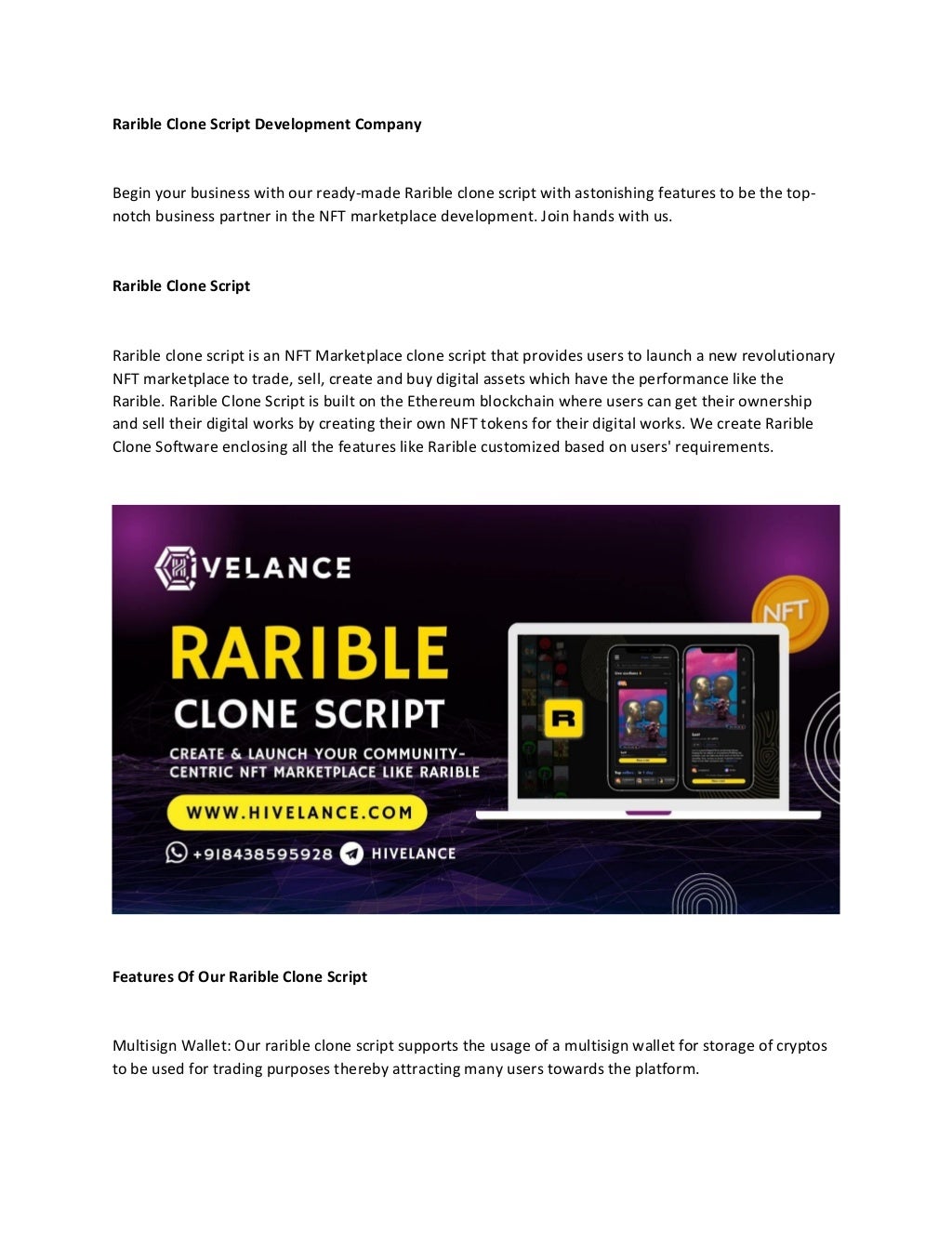 White Label Rarible Clone Software | PDF