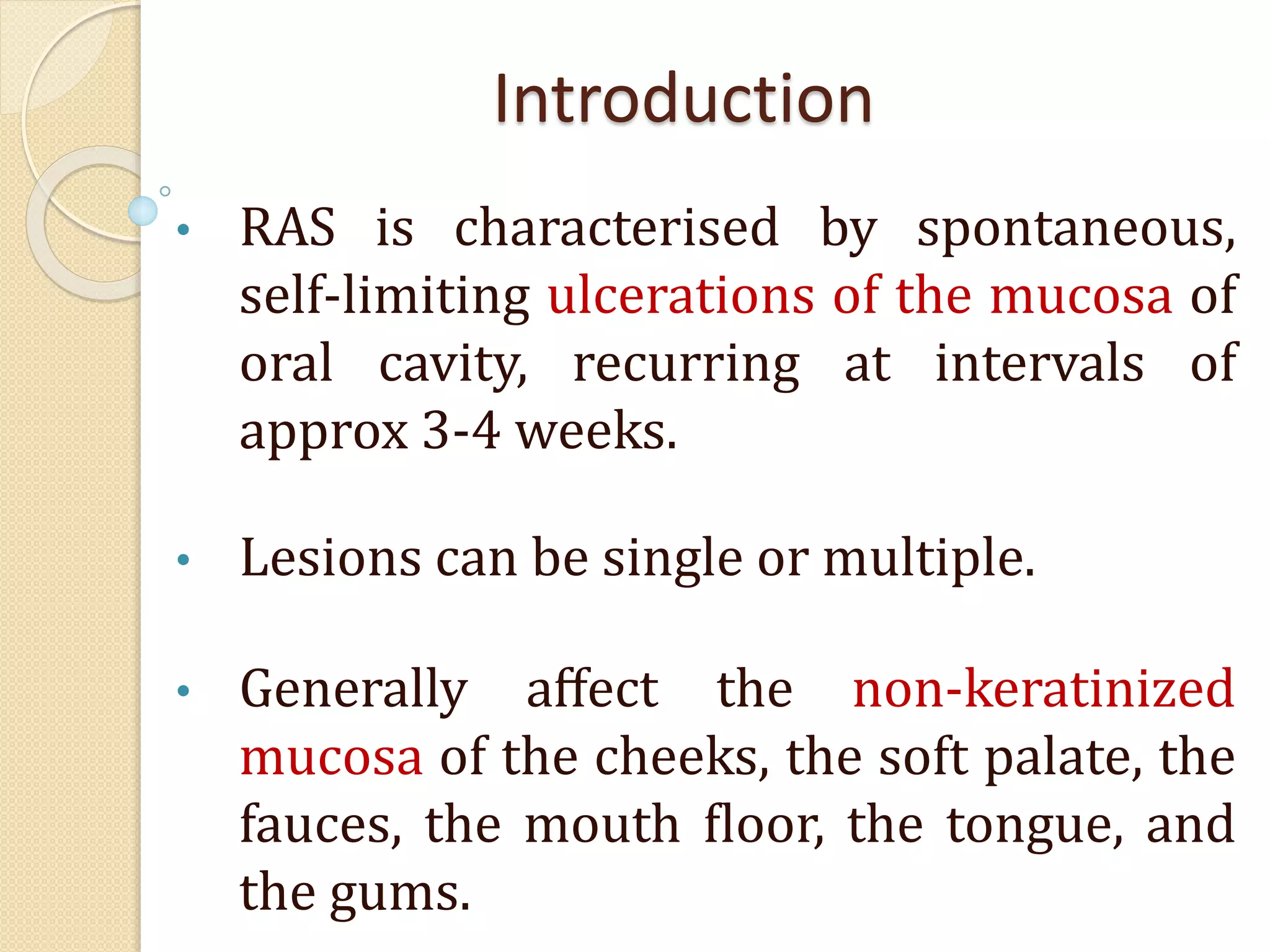 Recurrent Aphthous Stomatitis | PPTX