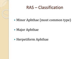 Recurrent Aphthous Stomatitis | PPTX
