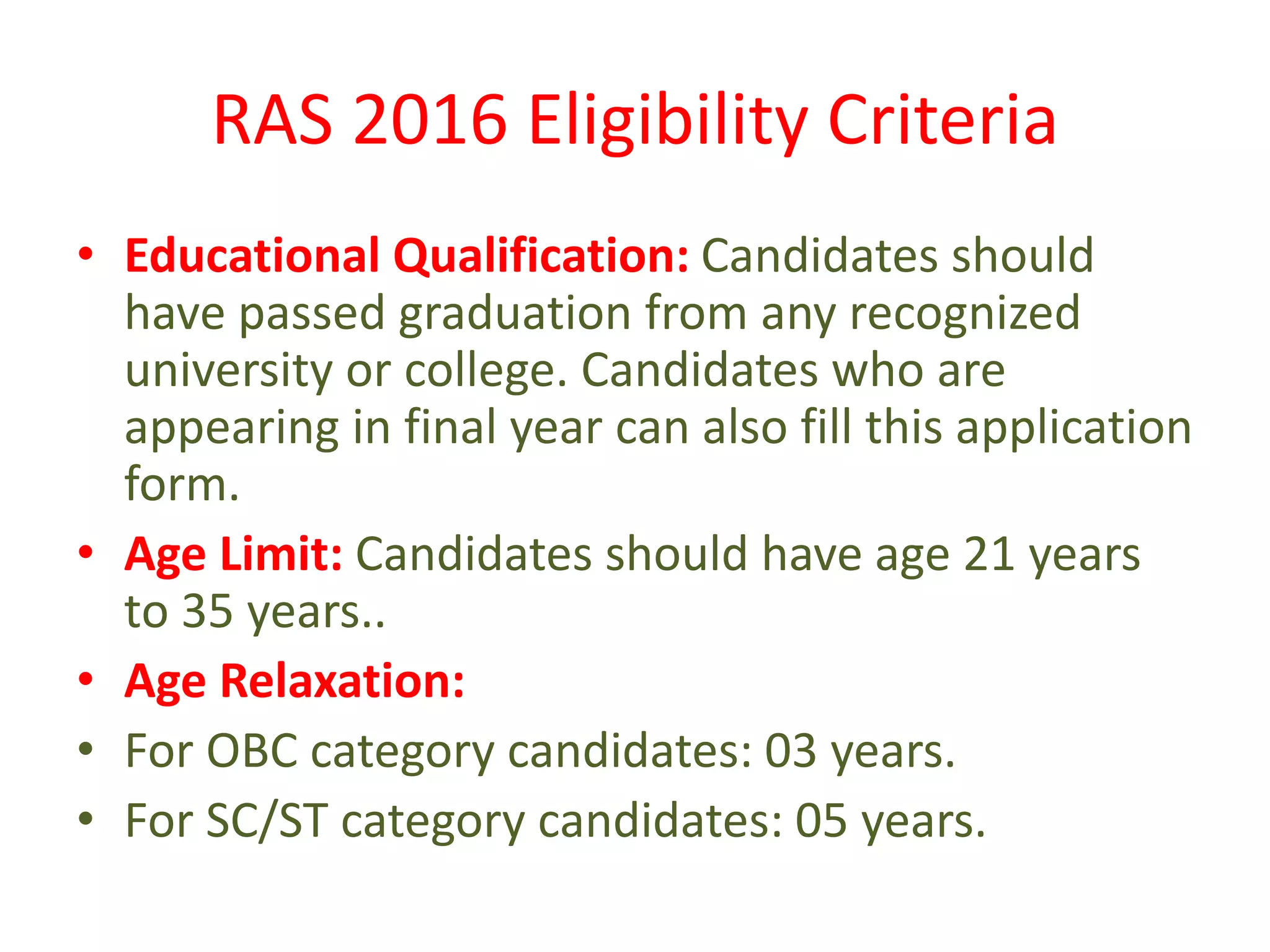 Ras application form 2016 | PPTX