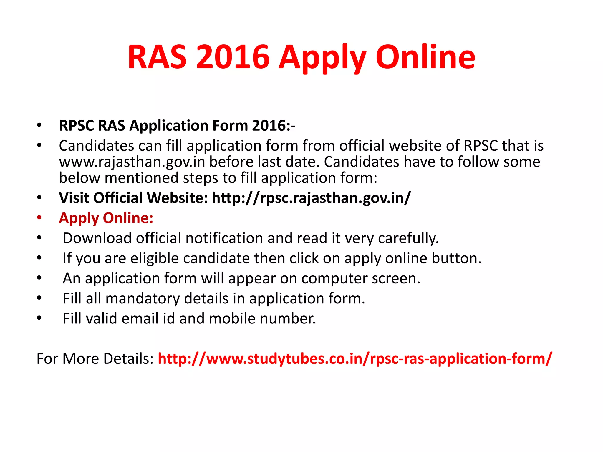 Ras application form 2016 | PPTX